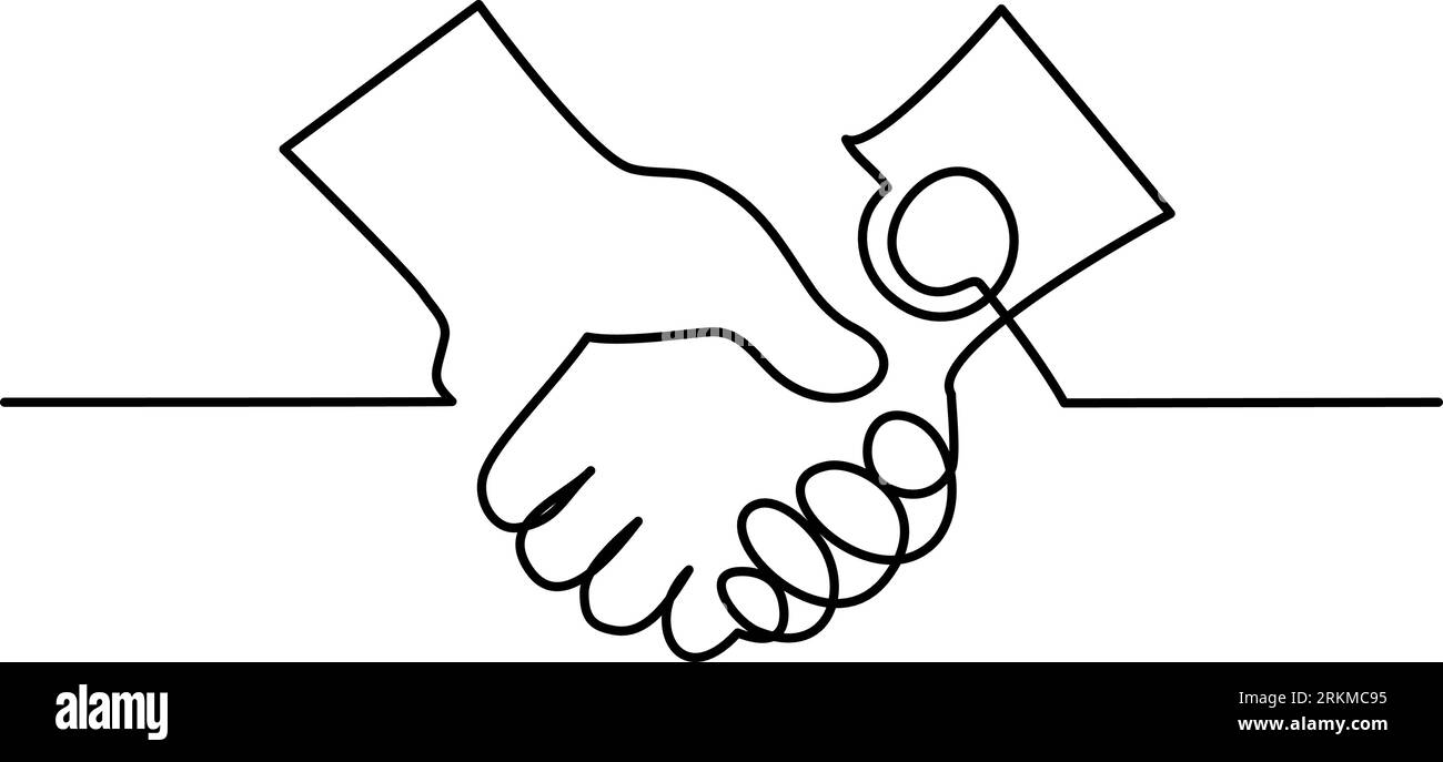 Handshake contract line icon. International agreement concept with ...