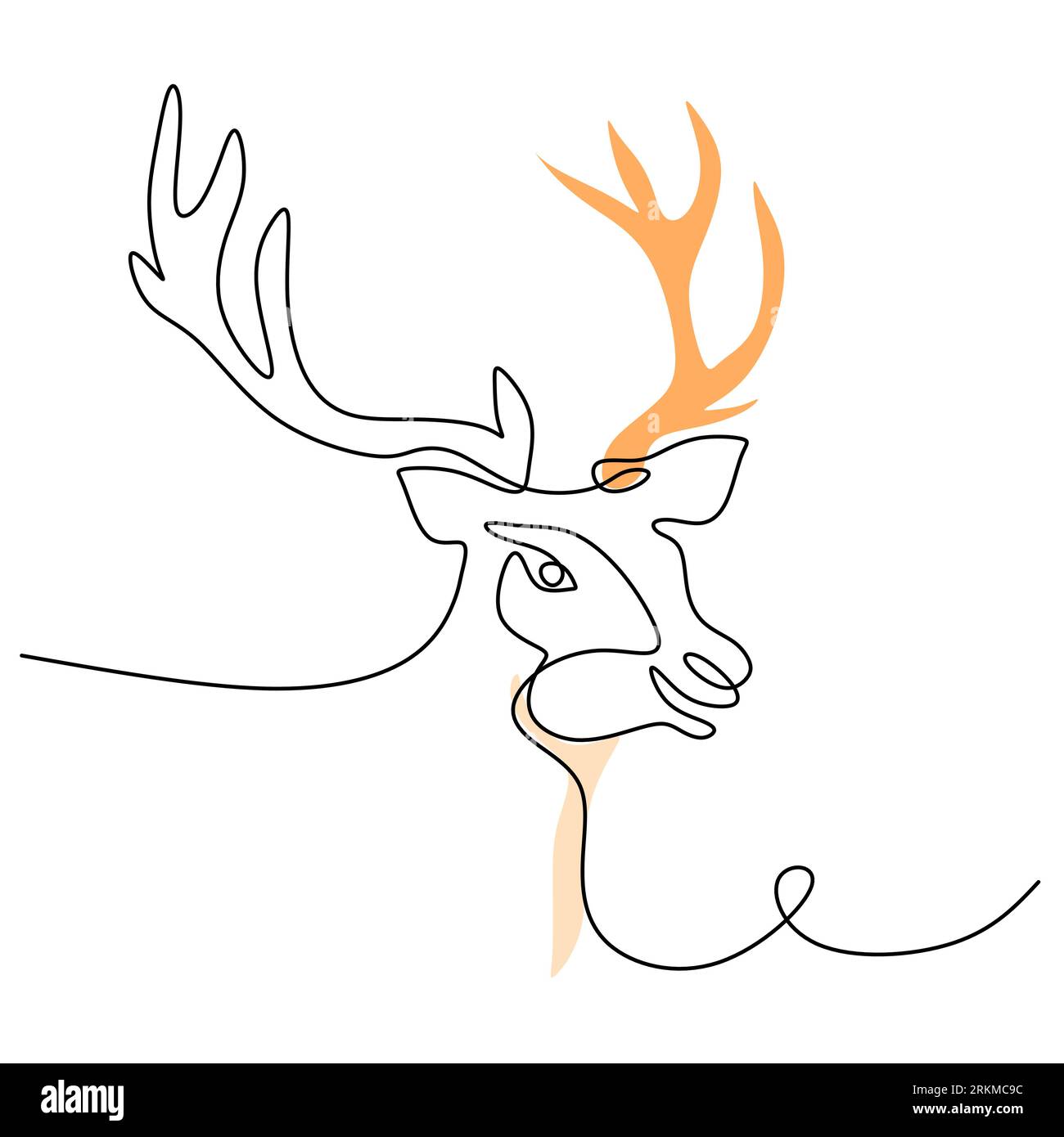 Continuous one line of abstract deer head poster for wallpaper isolated ...