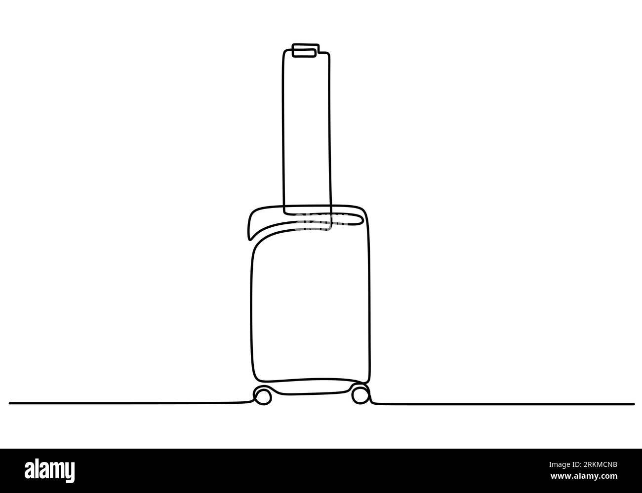 Continuous one line of a travel bag luggage isolated on white ...