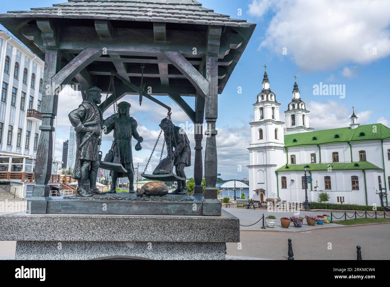 City Scales Sculpture and Holy Spirit Cathedral at Freedom Square ...