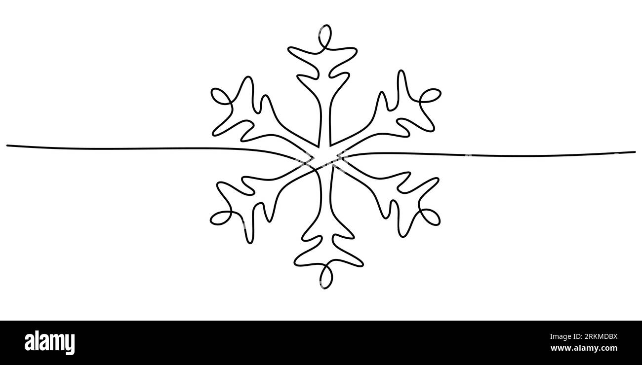 Continuous one single line of snowflake for christmas ornament ...