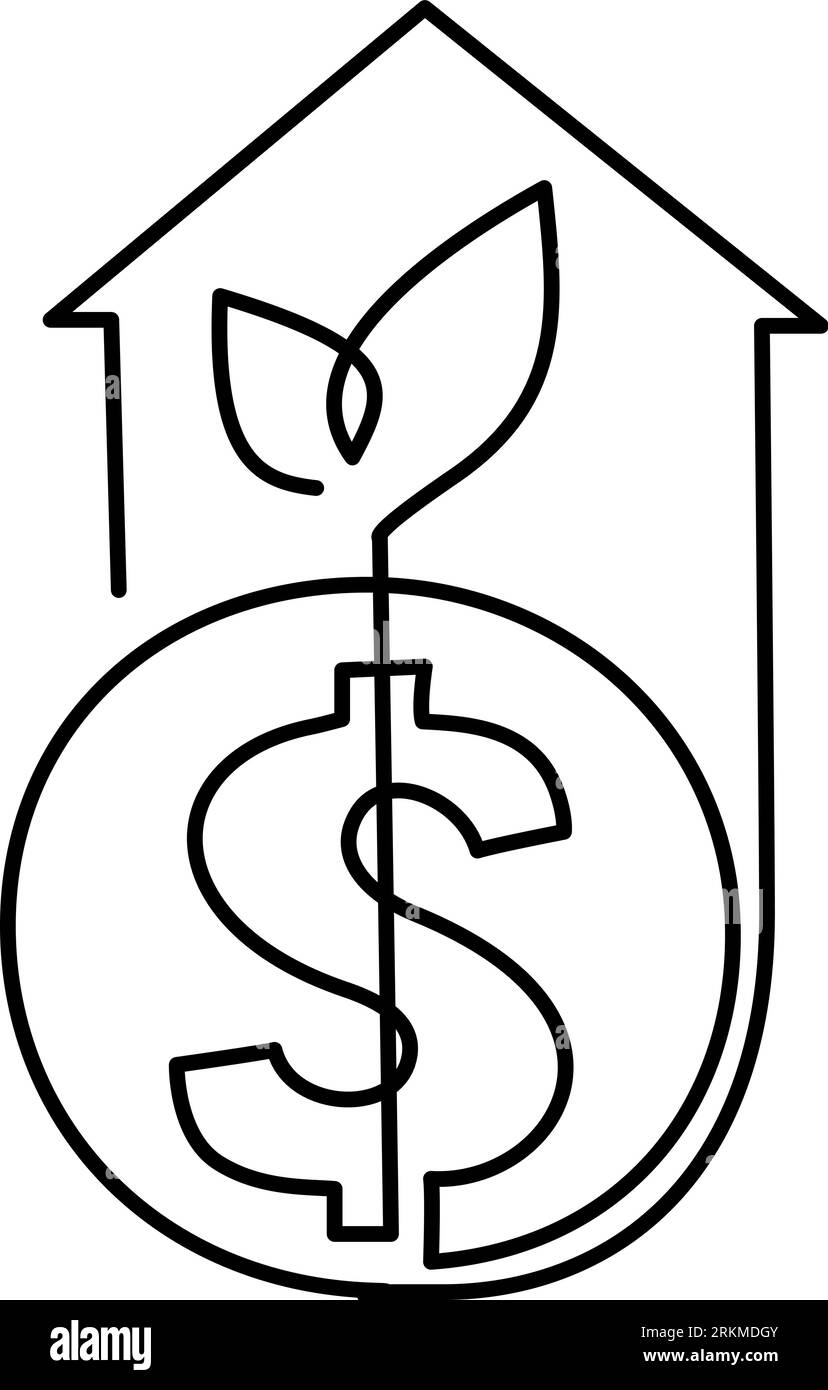 Concept for growth money saving and investment. Single continuous one ...