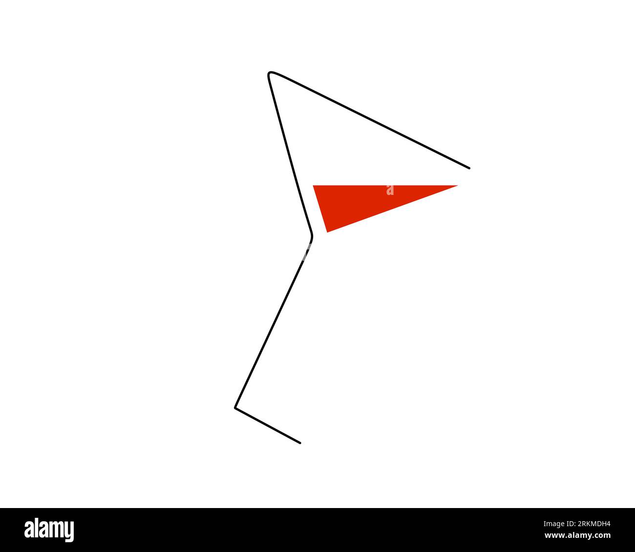 Continuous one single line of Martini Glass isolated on white ...