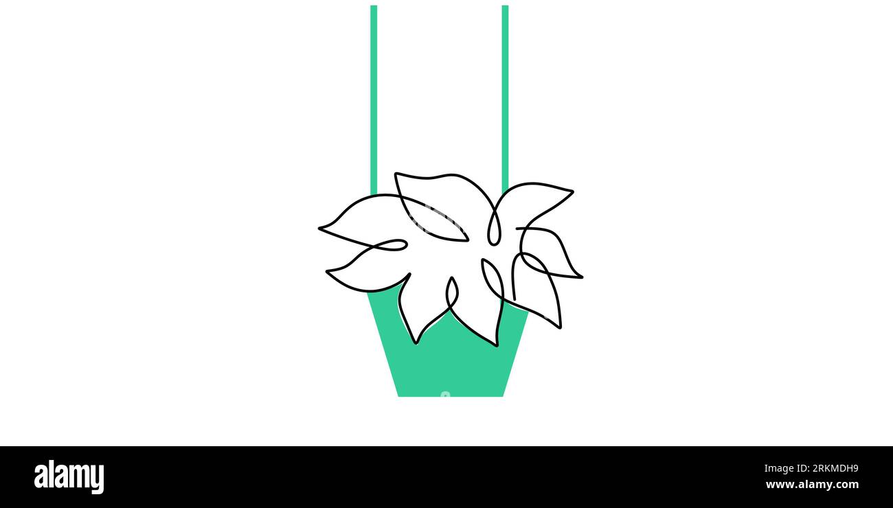 One line design philodendron Cut Out Stock Images & Pictures - Alamy