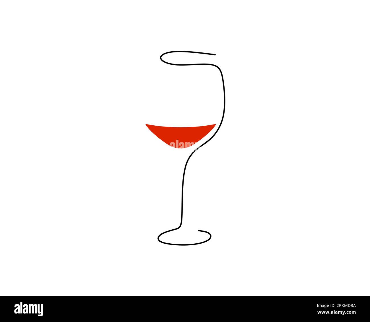 Continuous one single line of Red Wine Glass isolated on white ...