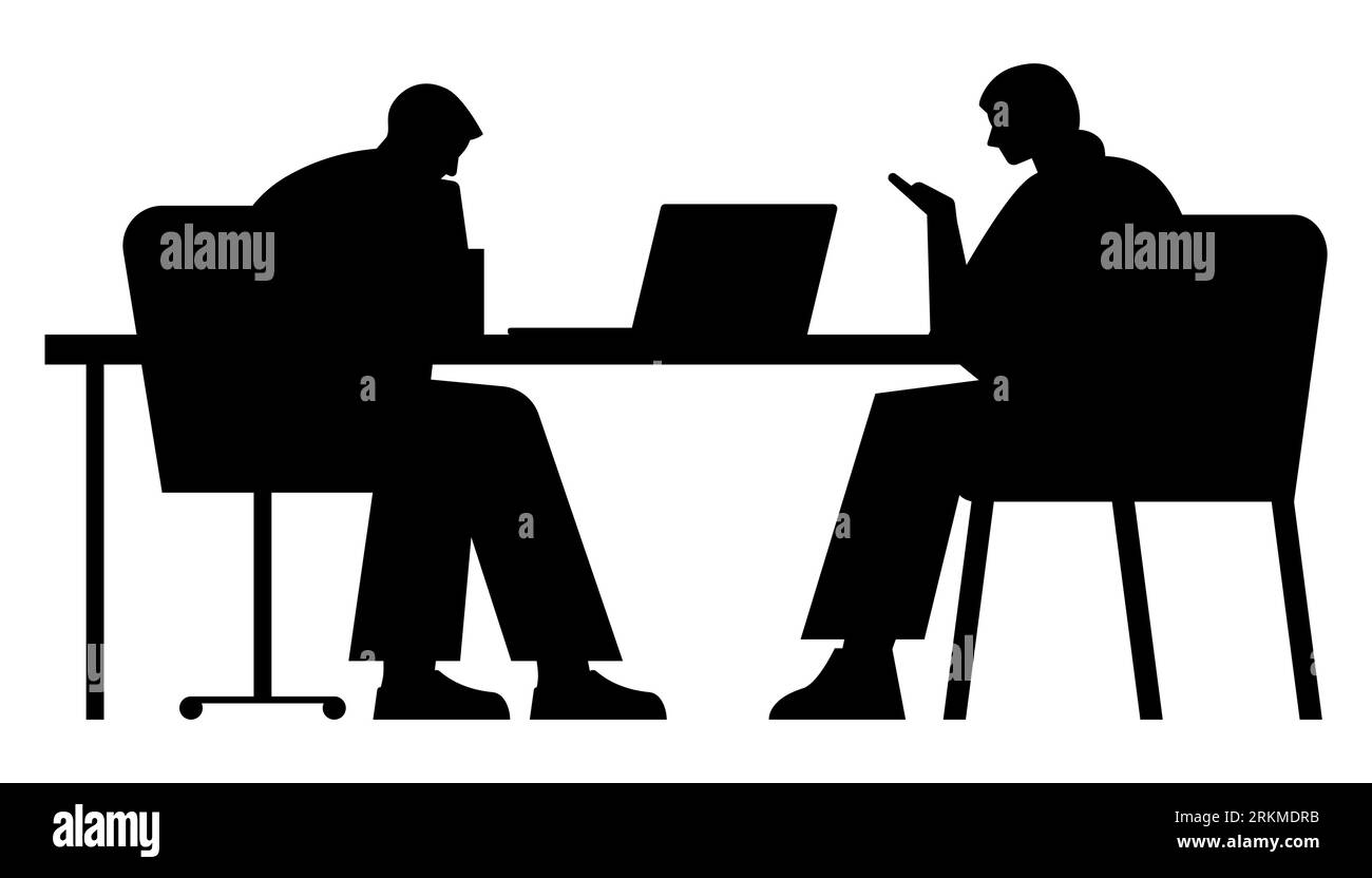 Digital vector company meeting talking Black and White Stock Photos ...