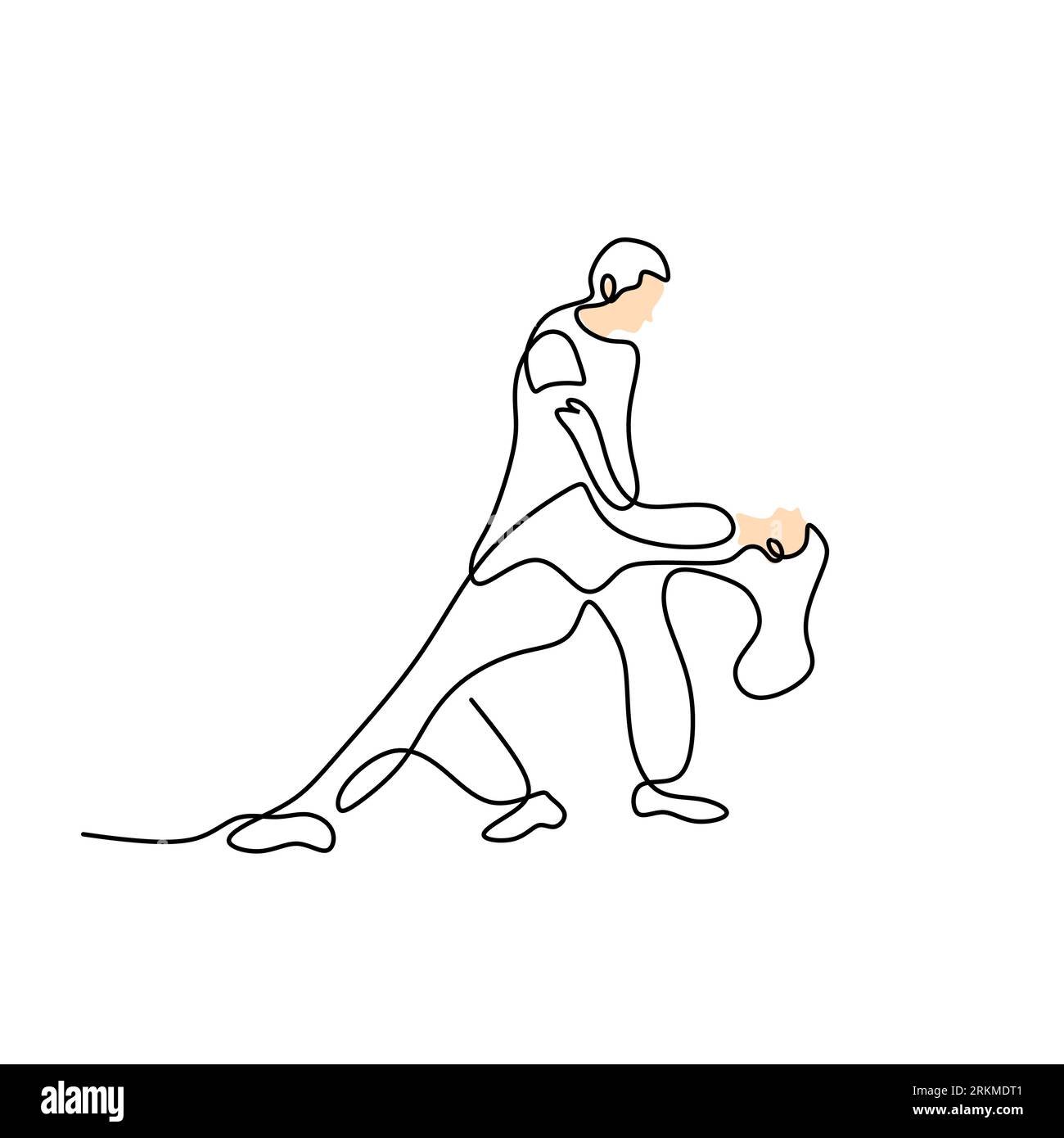 Continuous one single line of couple dancing isolated on white ...