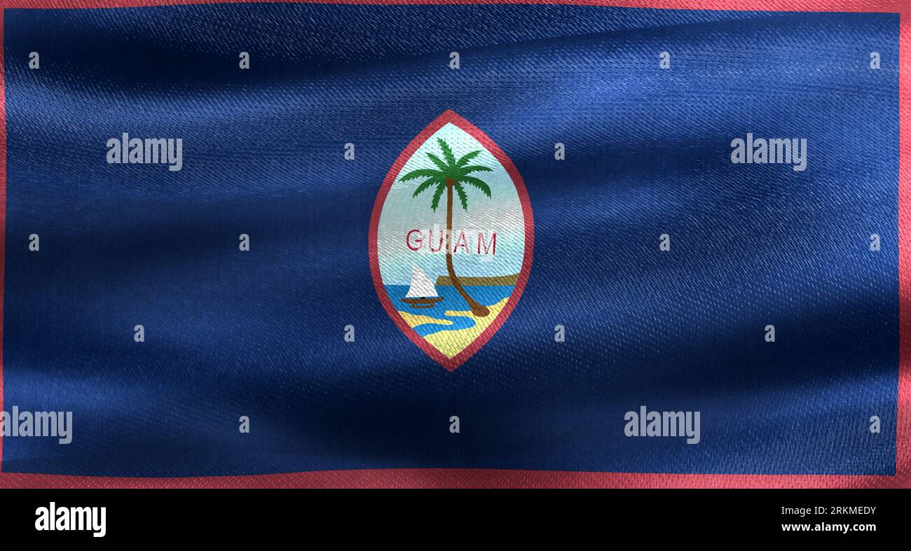 Guam Flag - Realistic Waving Fabric Flag Stock Photo - Alamy