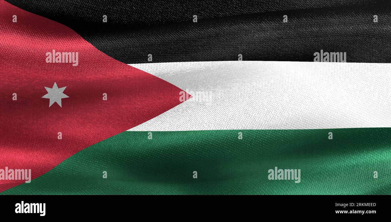 Jordan Flag - Realistic Waving Fabric Flag Stock Photo - Alamy
