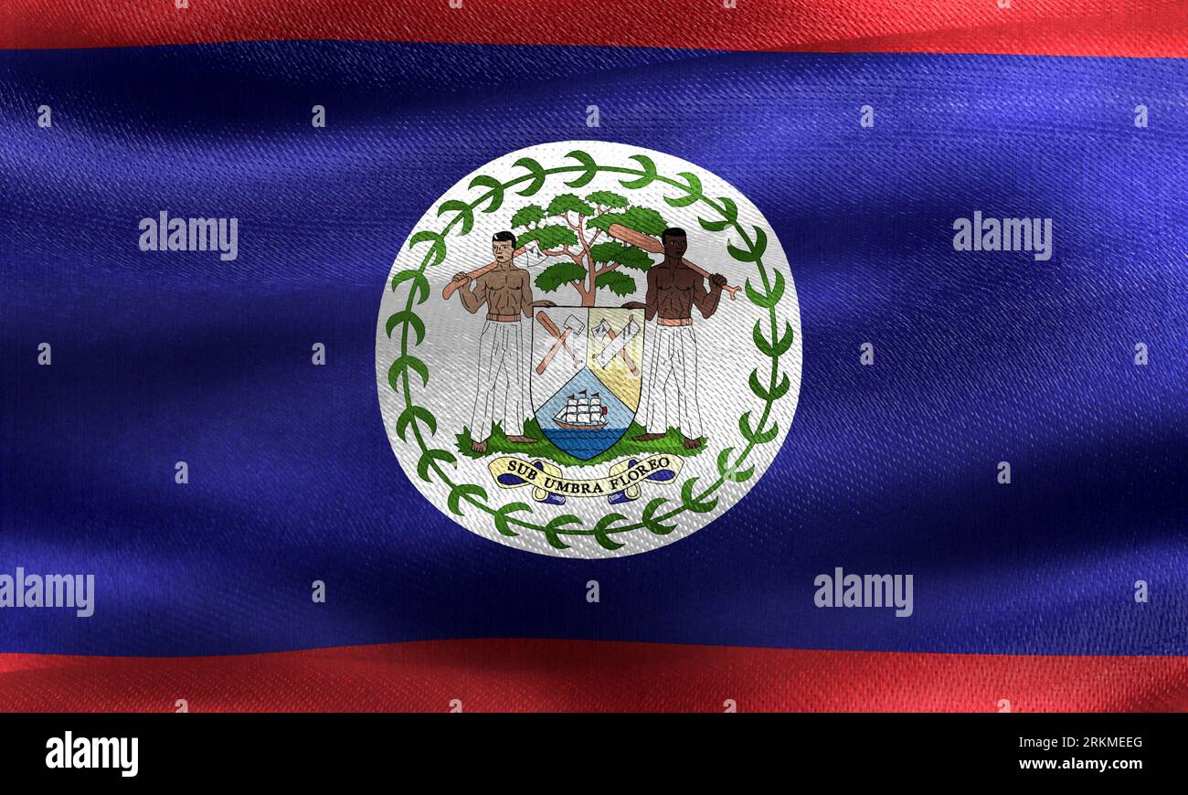 Belize Flag - Realistic Waving Fabric Flag Stock Photo - Alamy