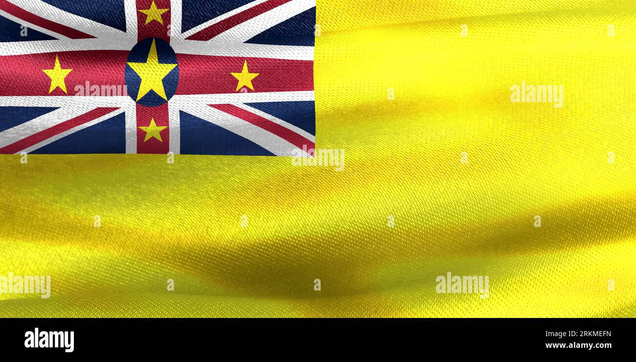 Niue Flag - Realistic Waving Fabric Flag Stock Photo - Alamy