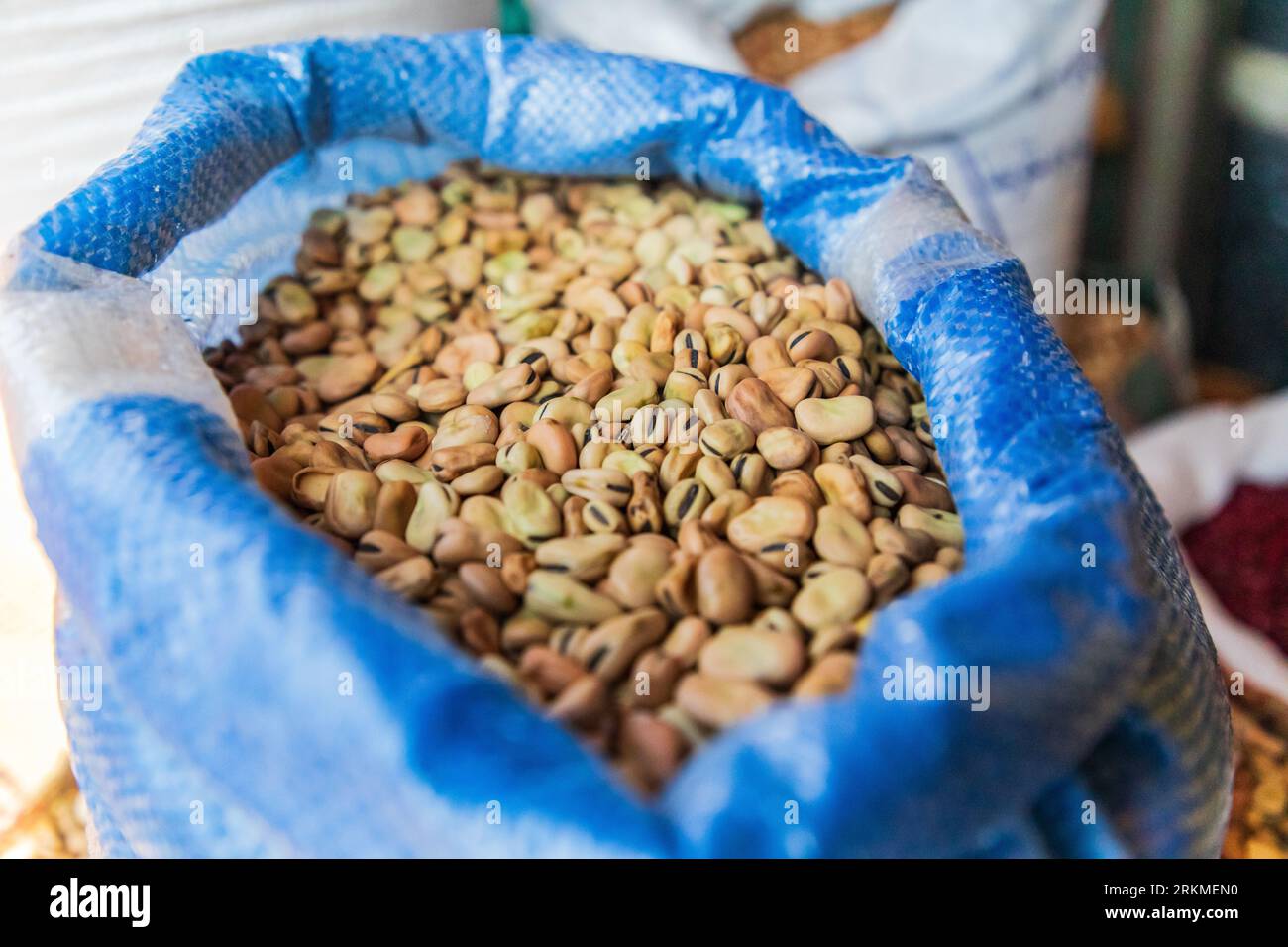 Cairo, Egypt, Africa. Dried beans for sale at an outdoor market Stock ...