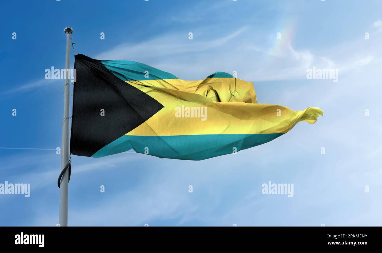 Bahamas Flag - Realistic Waving Fabric Flag Stock Photo - Alamy