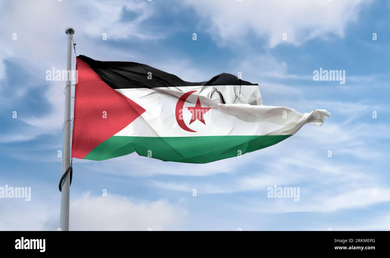 Western Sahara Flag - Realistic Waving Fabric Flag Stock Photo - Alamy