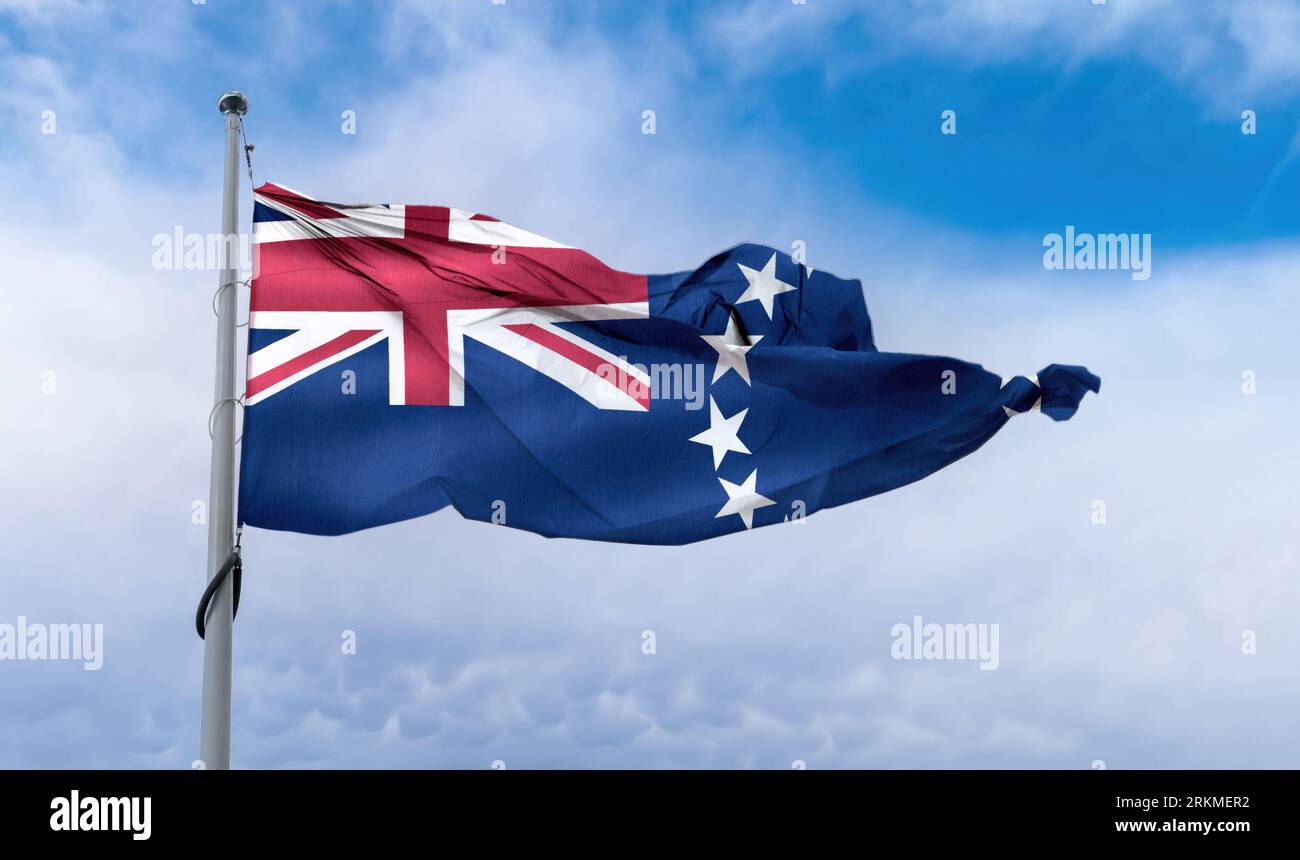 Cook Islands Flag - Realistic Waving Fabric Flag Stock Photo - Alamy