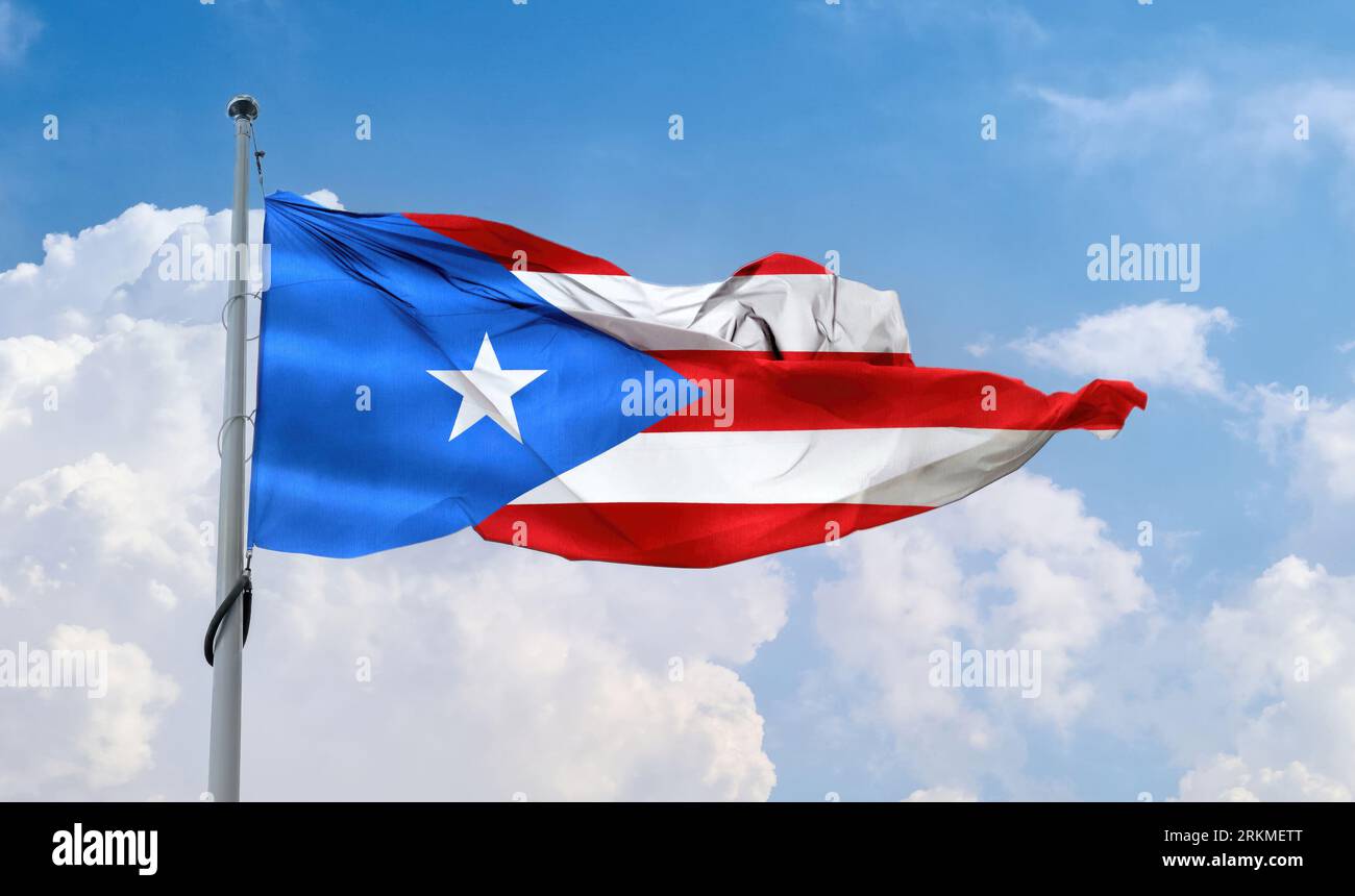 Puerto Rico Flag - Realistic Waving Fabric Flag Stock Photo - Alamy