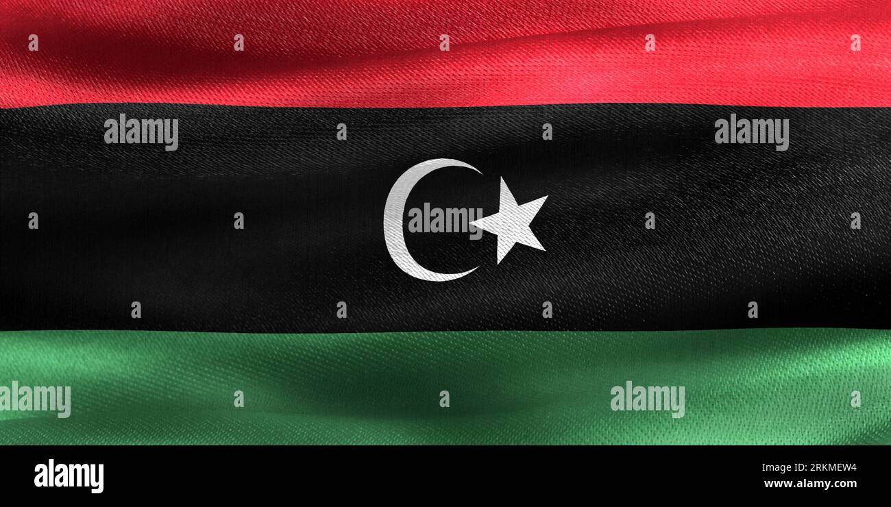 Libya Flag - Realistic Waving Fabric Flag Stock Photo - Alamy
