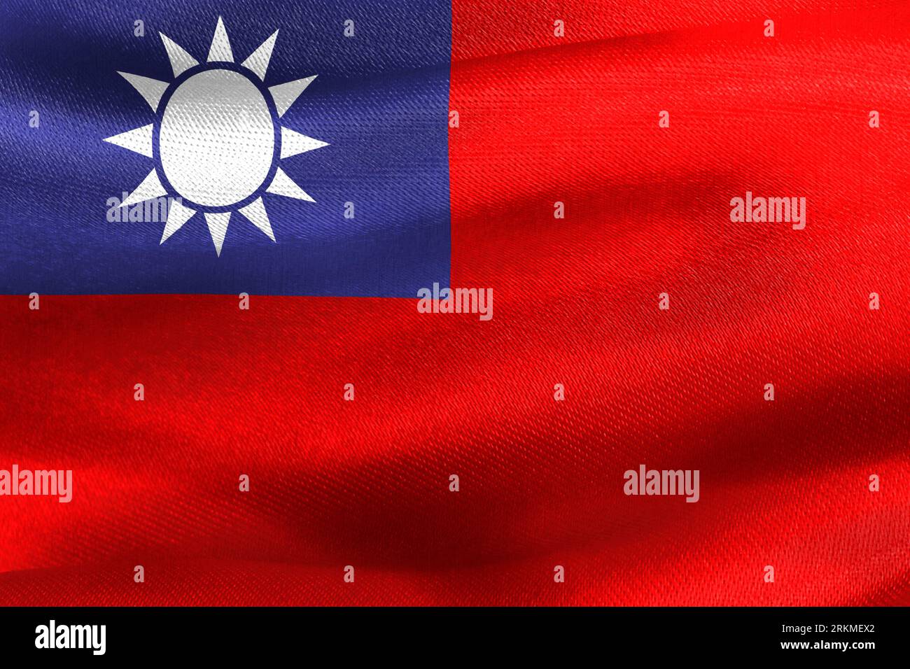 3D-Illustration Of A Taiwan Flag - Realistic Waving Fabric Flag Stock ...