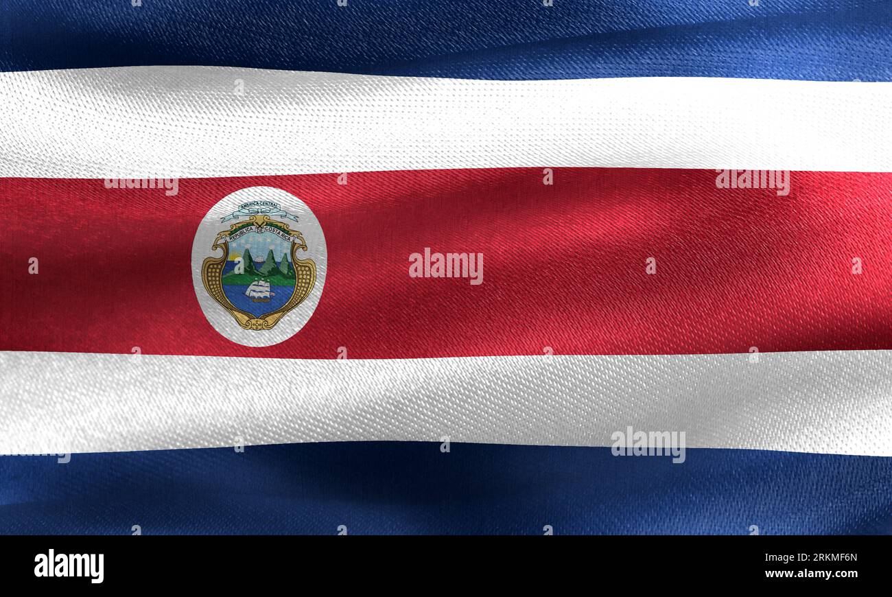 Costa Rica Flag - Realistic Waving Fabric Flag Stock Photo - Alamy