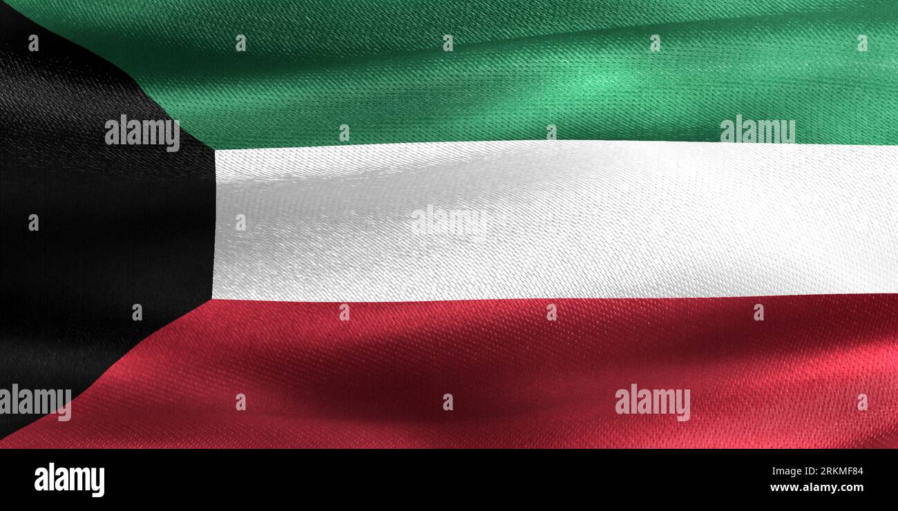 Kuwait Flag - Realistic Waving Fabric Flag Stock Photo - Alamy