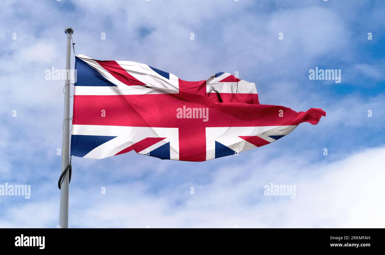 United Kingdom Flag - Realistic Waving Fabric Flag Stock Photo - Alamy