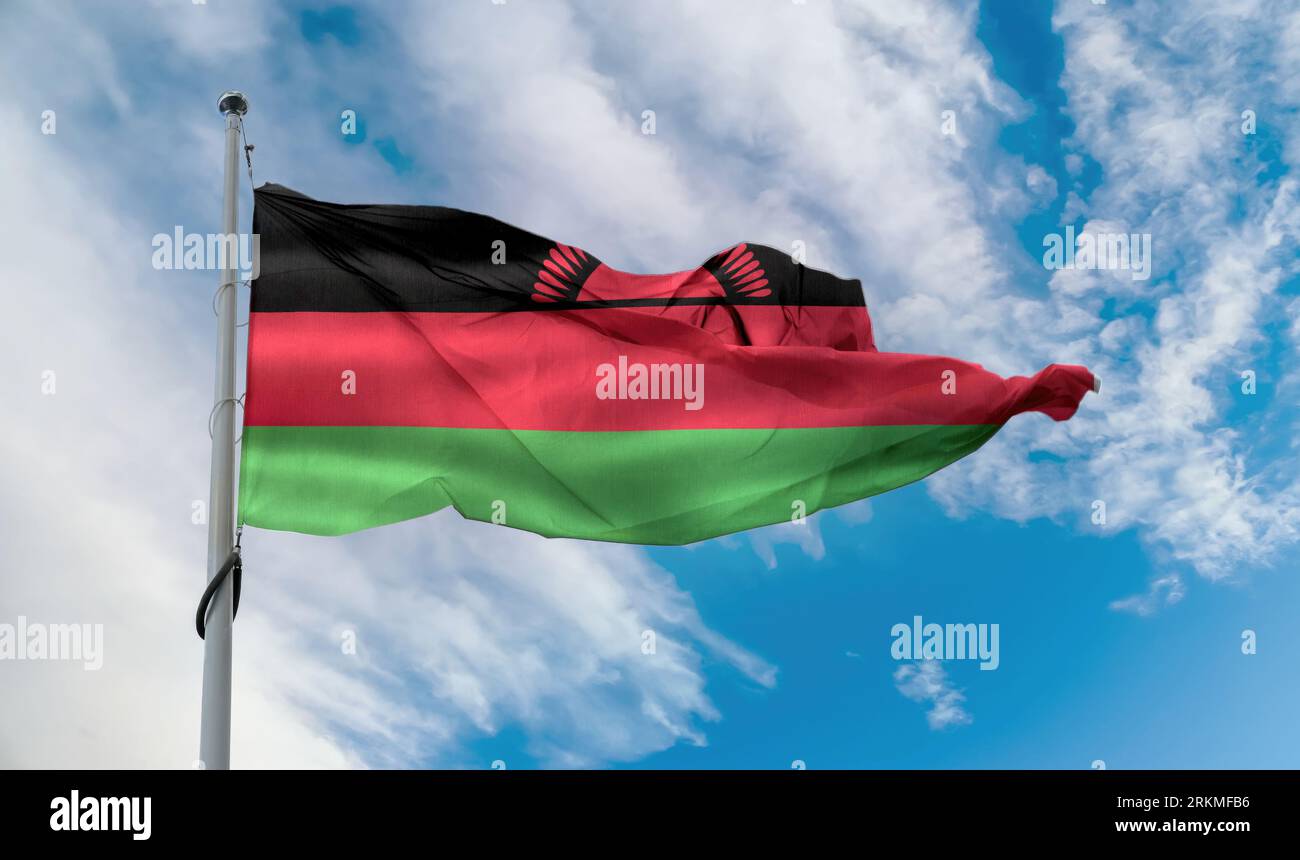 Malawi Flag - Realistic Waving Fabric Flag Stock Photo - Alamy