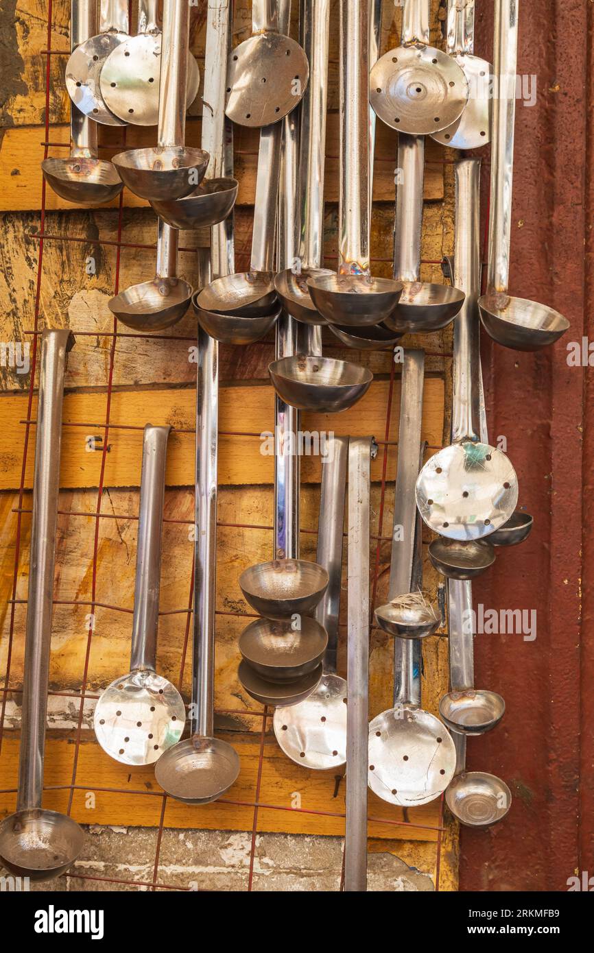 Africa, Egypt, Cairo. Ladles for sale at an outdoor market Stock Photo ...