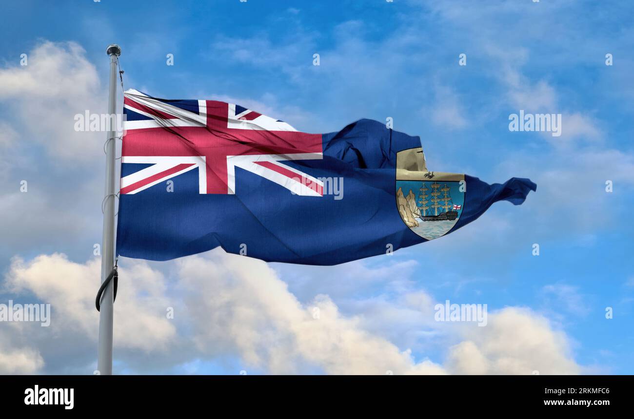Saint Helena Flag - Realistic Waving Fabric Flag Stock Photo - Alamy