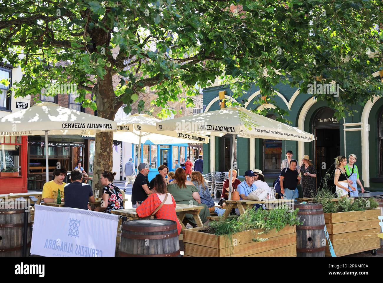 Cafes and pubs on pretty Market Place in the Old Town in Margate, in ...