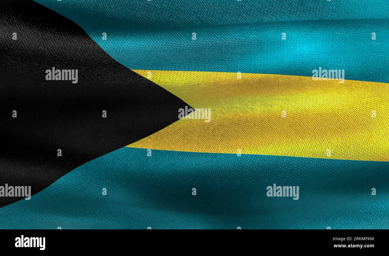 Bahamas Flag - Realistic Waving Fabric Flag Stock Photo - Alamy
