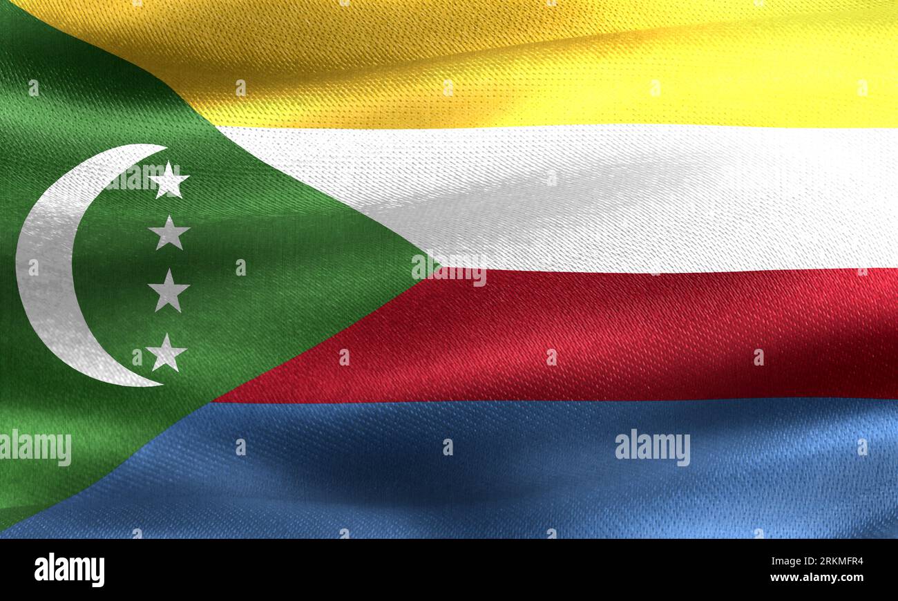 Comoros Flag - Realistic Waving Fabric Flag Stock Photo - Alamy