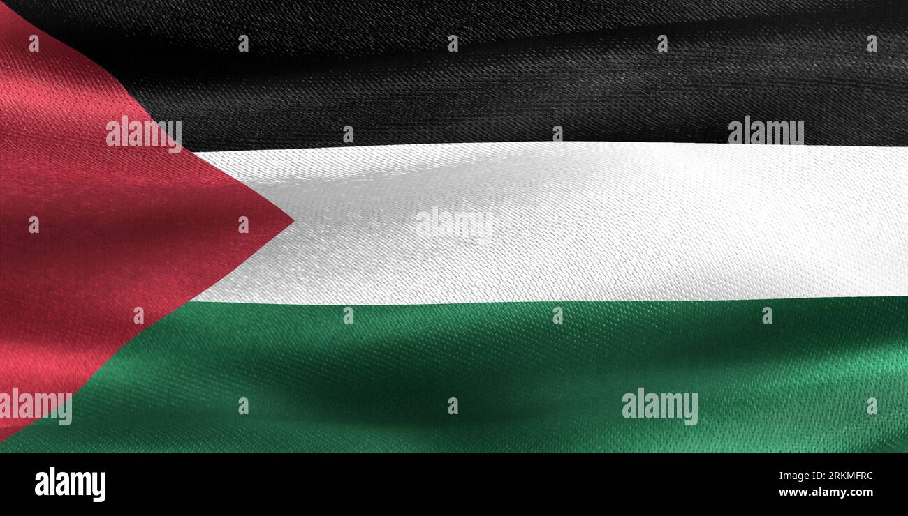 Palestine Flag - Realistic Waving Fabric Flag Stock Photo - Alamy