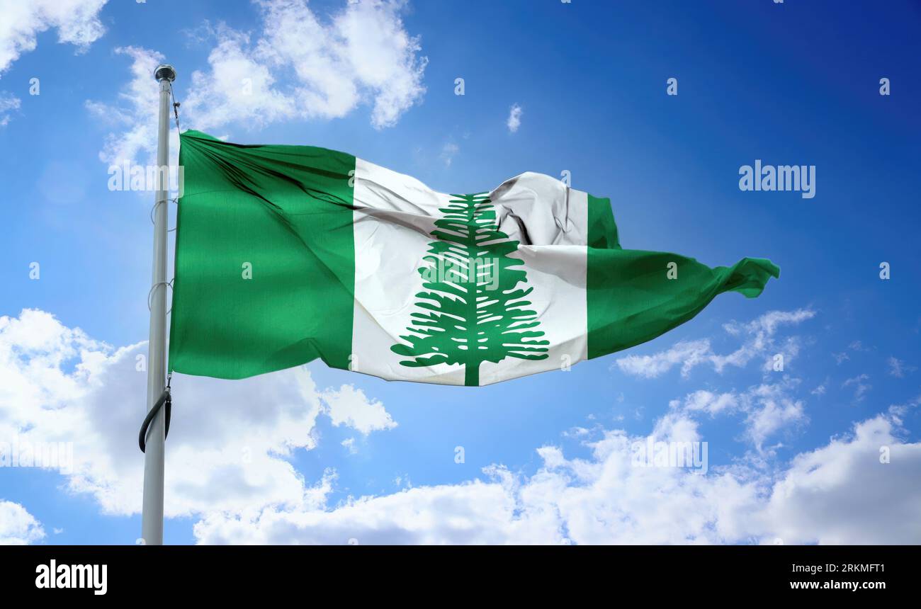 Norfolk Island Flag - Realistic Waving Fabric Flag Stock Photo - Alamy