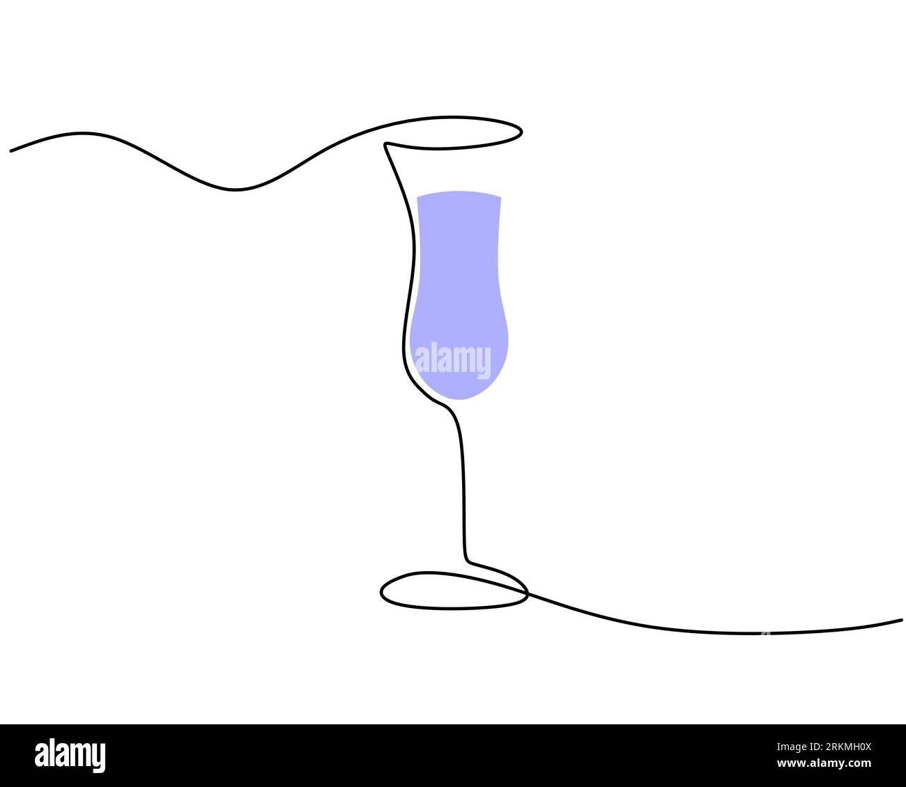 Continuous one single line of Cordial Glass isolated on white ...