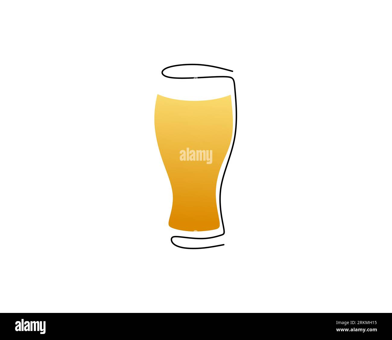 Continuous one single line of Pilsner Glass isolated on white ...