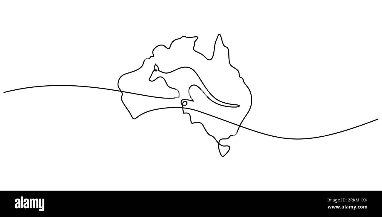 Continuous one single line of kangaroo in the middle of australia ...