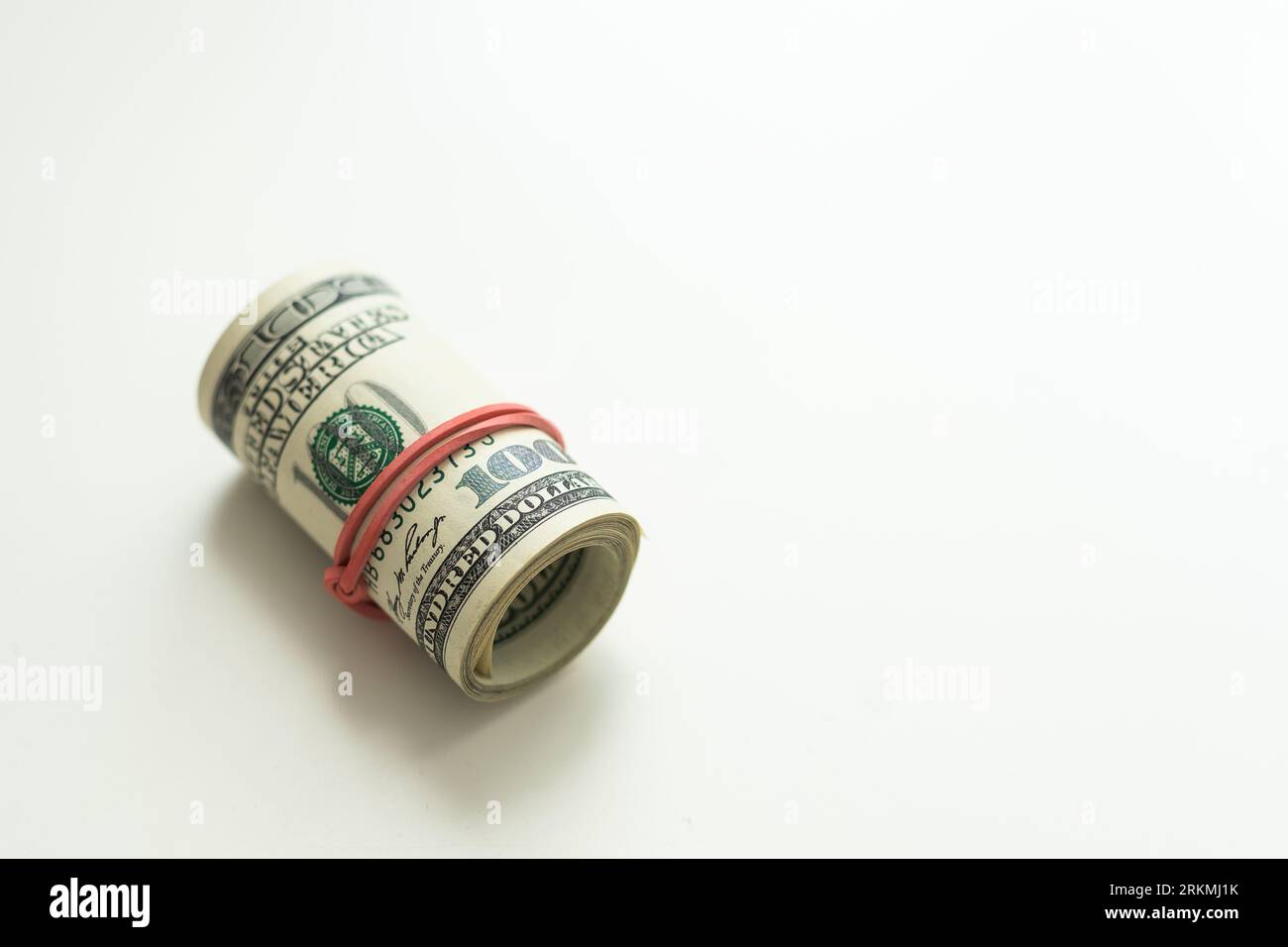 Money roll dollars usa on white background. Financial concept Stock ...