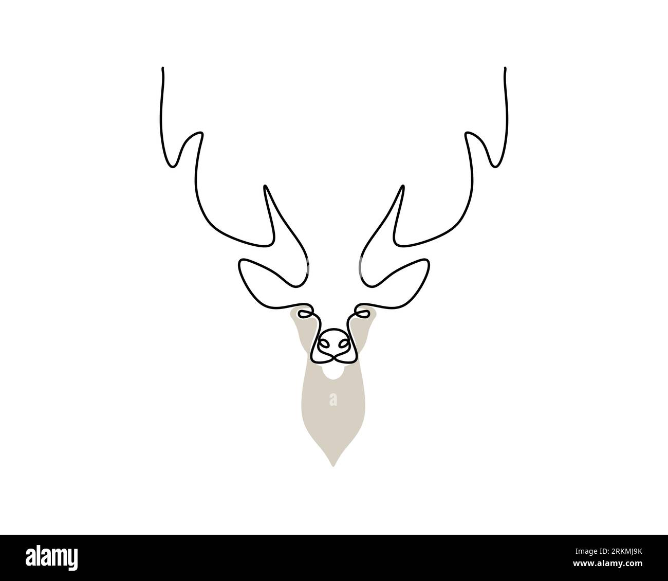 One continuous single line of deer head poster isolated on white ...