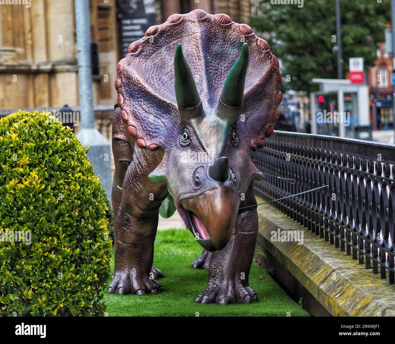 Triceratops Statue in St Peter's Church Gardens - July 2023 Stock Photo ...