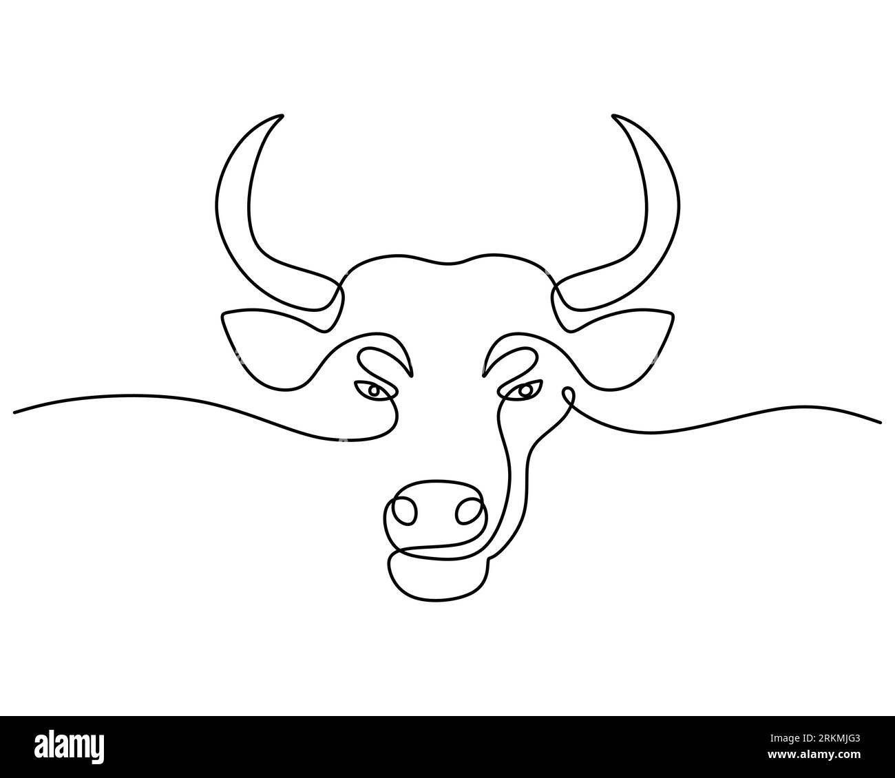 One continuous single line of buffalo head poster banner isolated on ...