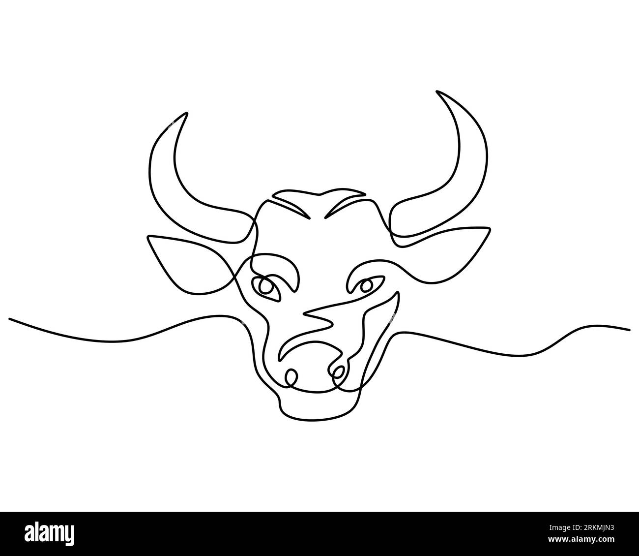 One continuous single line of buffalo head poster banner isolated on ...