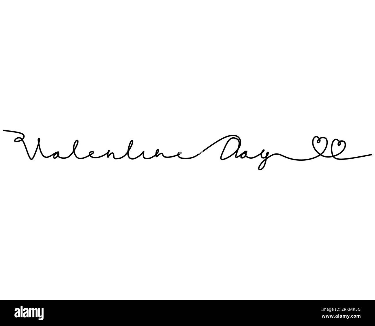 One continuous single line of valentine day word lettering. Hand ...