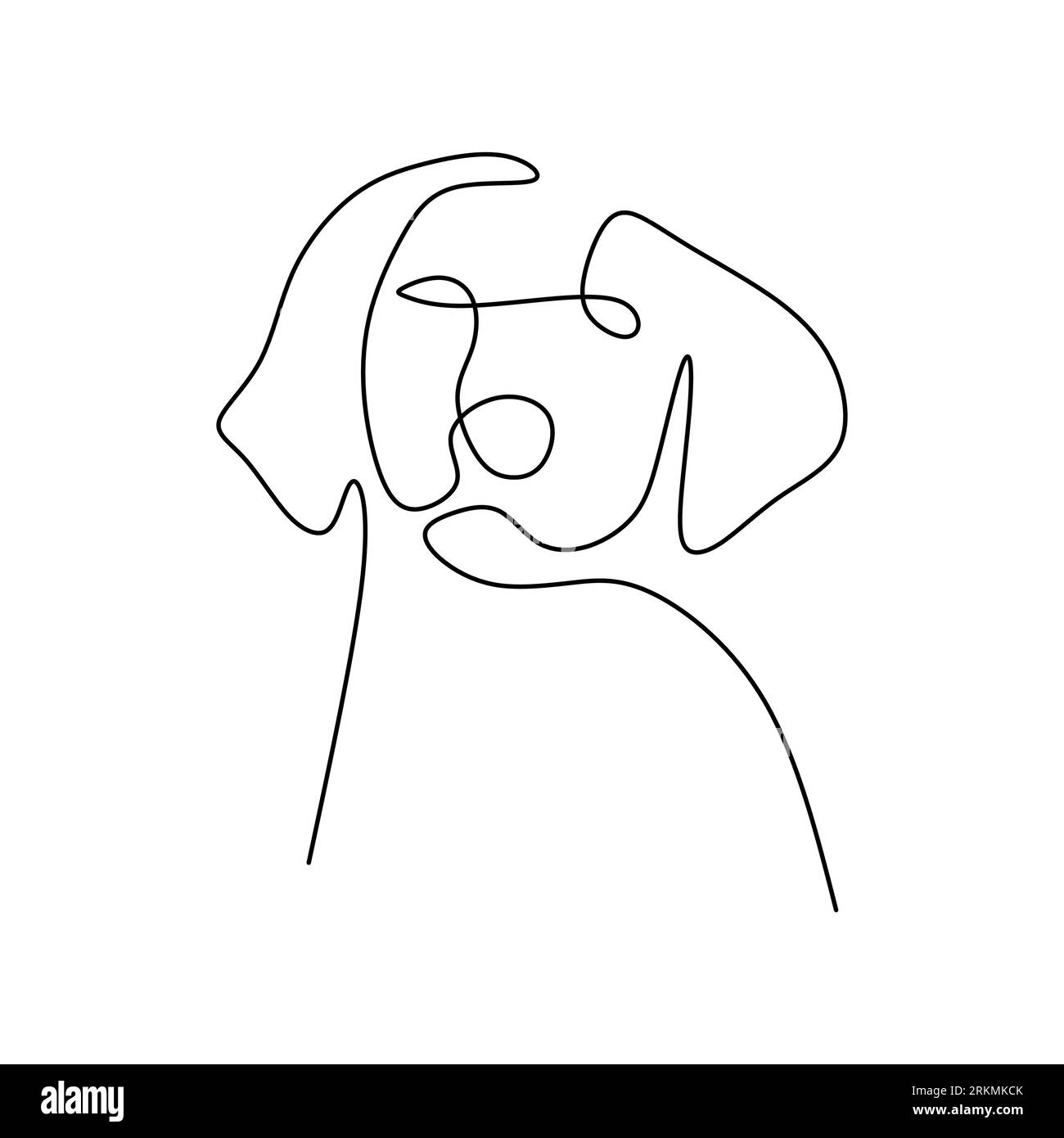 Continuous one single line of dog head isolated on white background ...