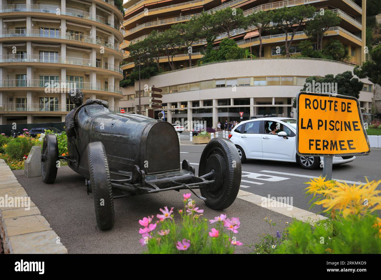Bronze monument of William Grover in Bugatti 35B in Monaco Stock Photo ...