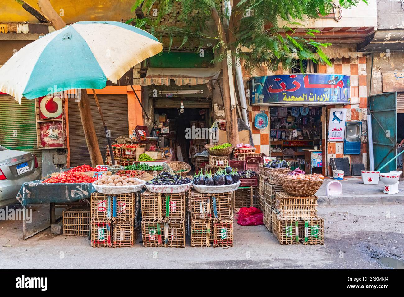 Cairo, Egypt, Africa. October 16, 2019. Vegetables for sale at an ...