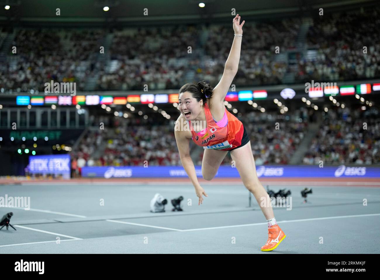 Haruka Kitaguchi, of Japan, follows her last, and best, attempt in the ...