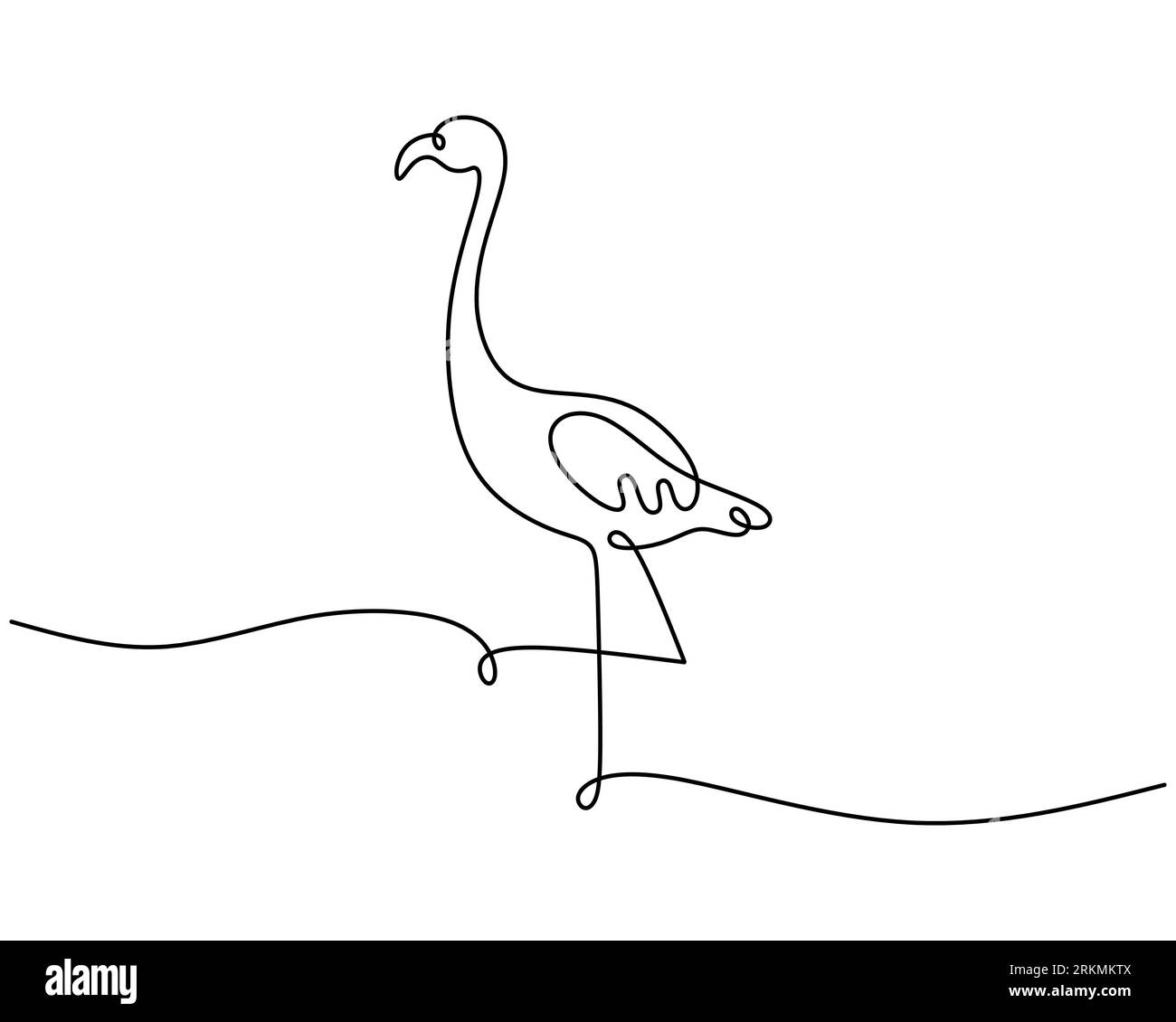 One continuous single line of Flamingo. Famous bird line art isolated ...
