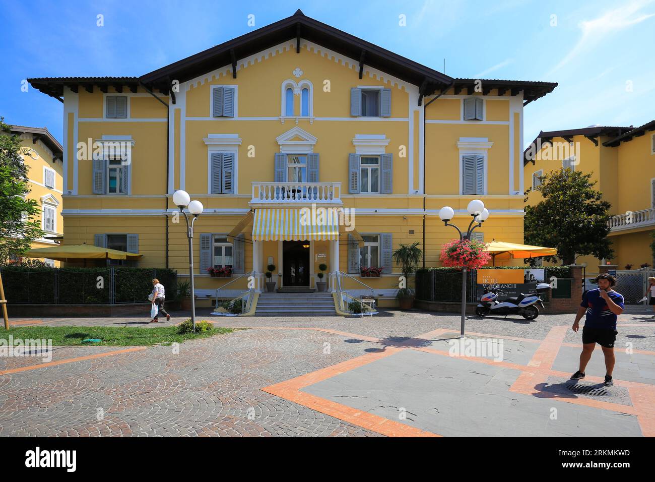 Yellow house Hotel Villa Bianchi in Grado city Stock Photo - Alamy