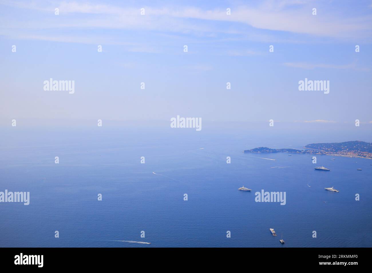 Beautiful top view of the sea and blue sky in French Riviera Stock ...