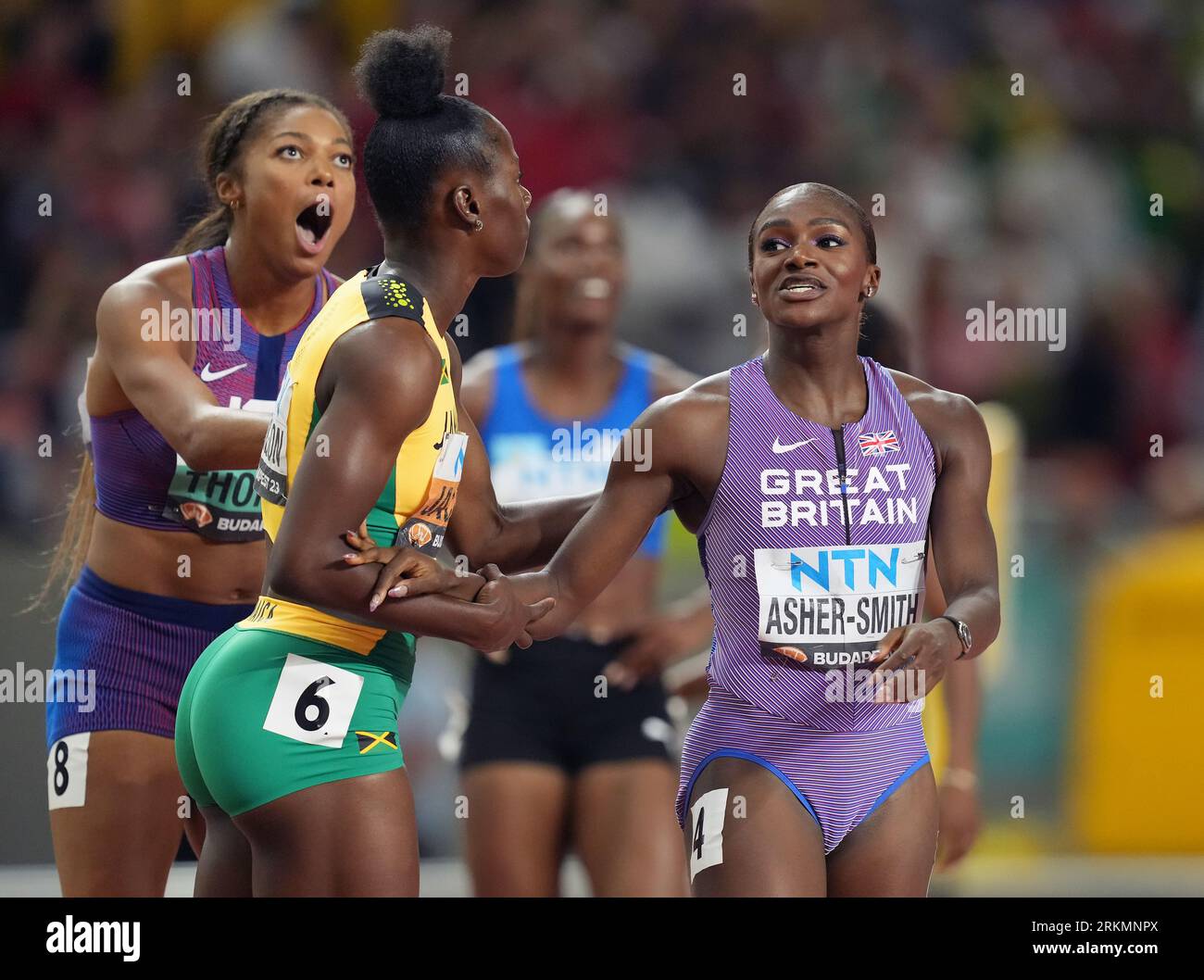 Jamaica’s Shericka Jackson, Great Britain’s Dina Asher-Smith and USA’s ...